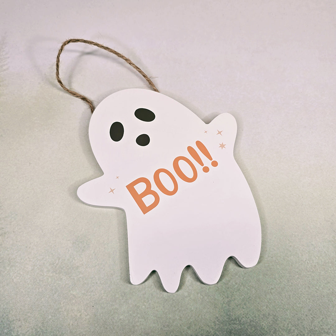 Boo! Ghost MDF Hanging Sign