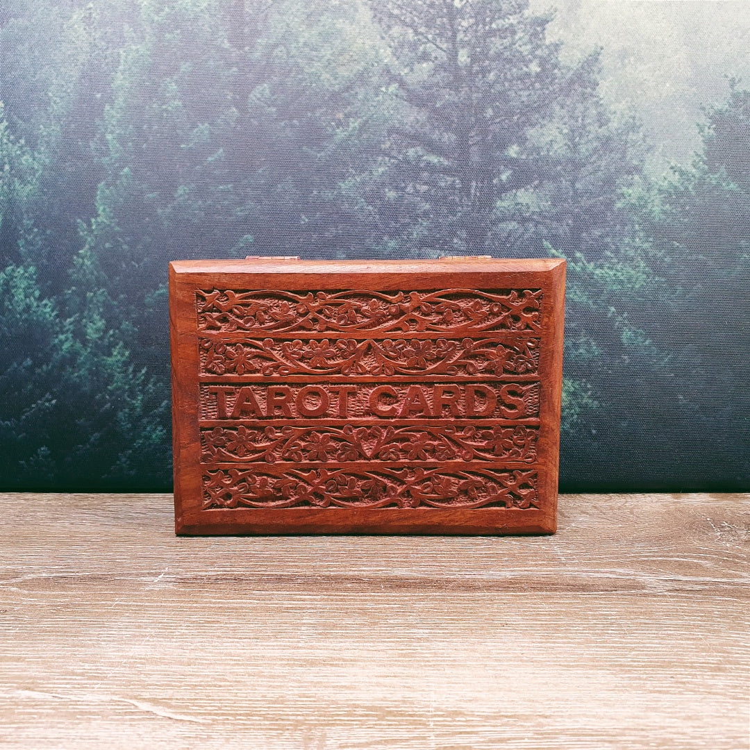 Carved Wooden Tarot Card Box