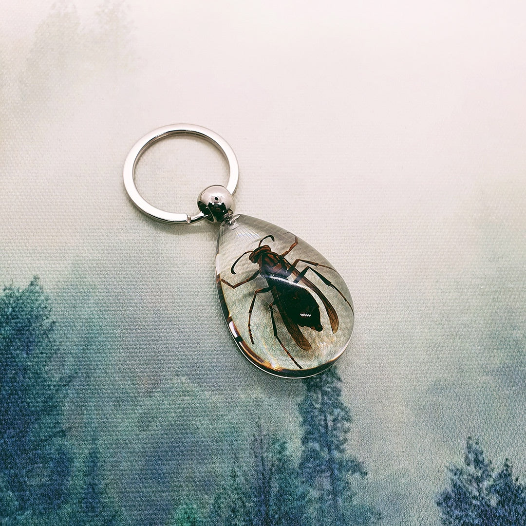 Yellow Jacket Wasp Embedded in Resin Keyring