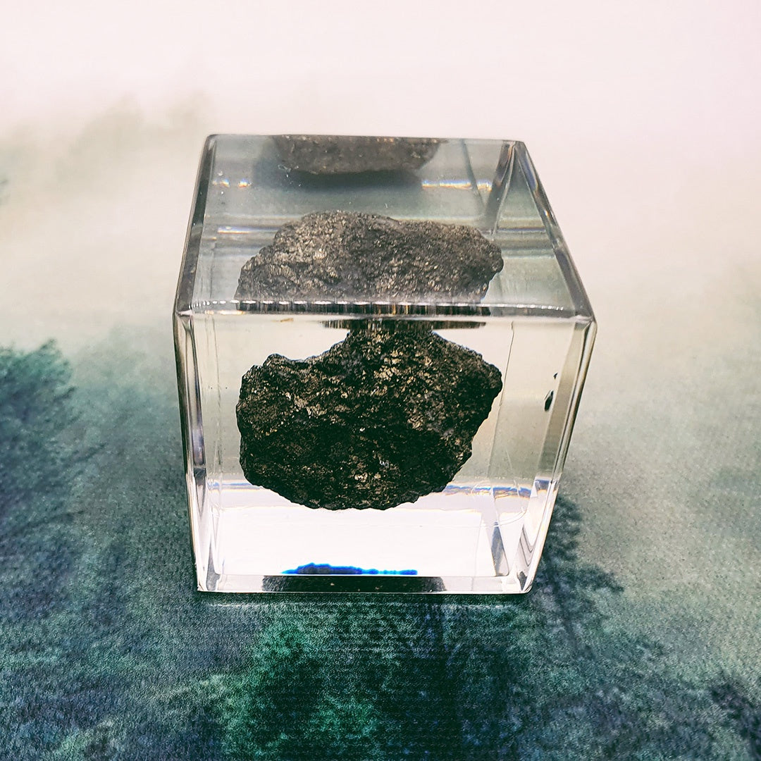 Pyrite Embedded in 40mm Resin Cube