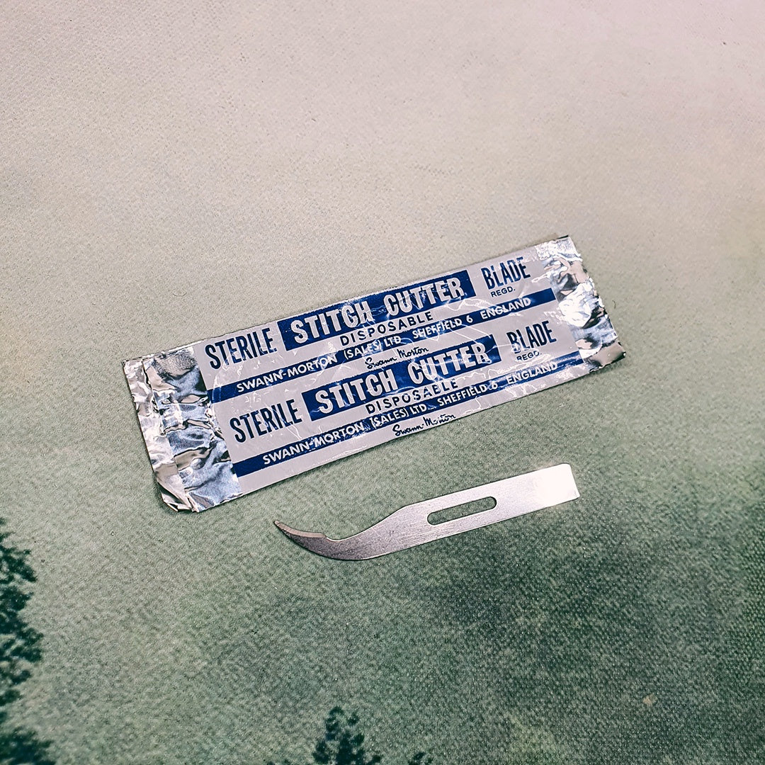 Vintage Carbon Steel Sterile Stitch Cutter Single Foil Pack